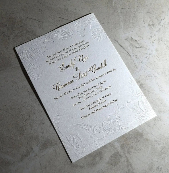 Luxury Classic debossed card Letterpress Wedding Invitation card ...